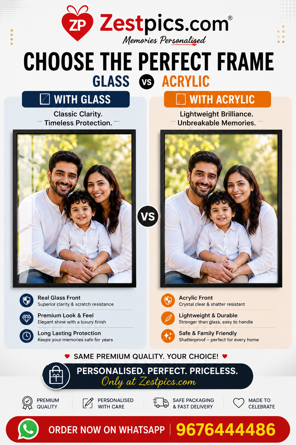 Glass vs Acrylic Photo Frames – Which One Is Right for You? | Zestpics