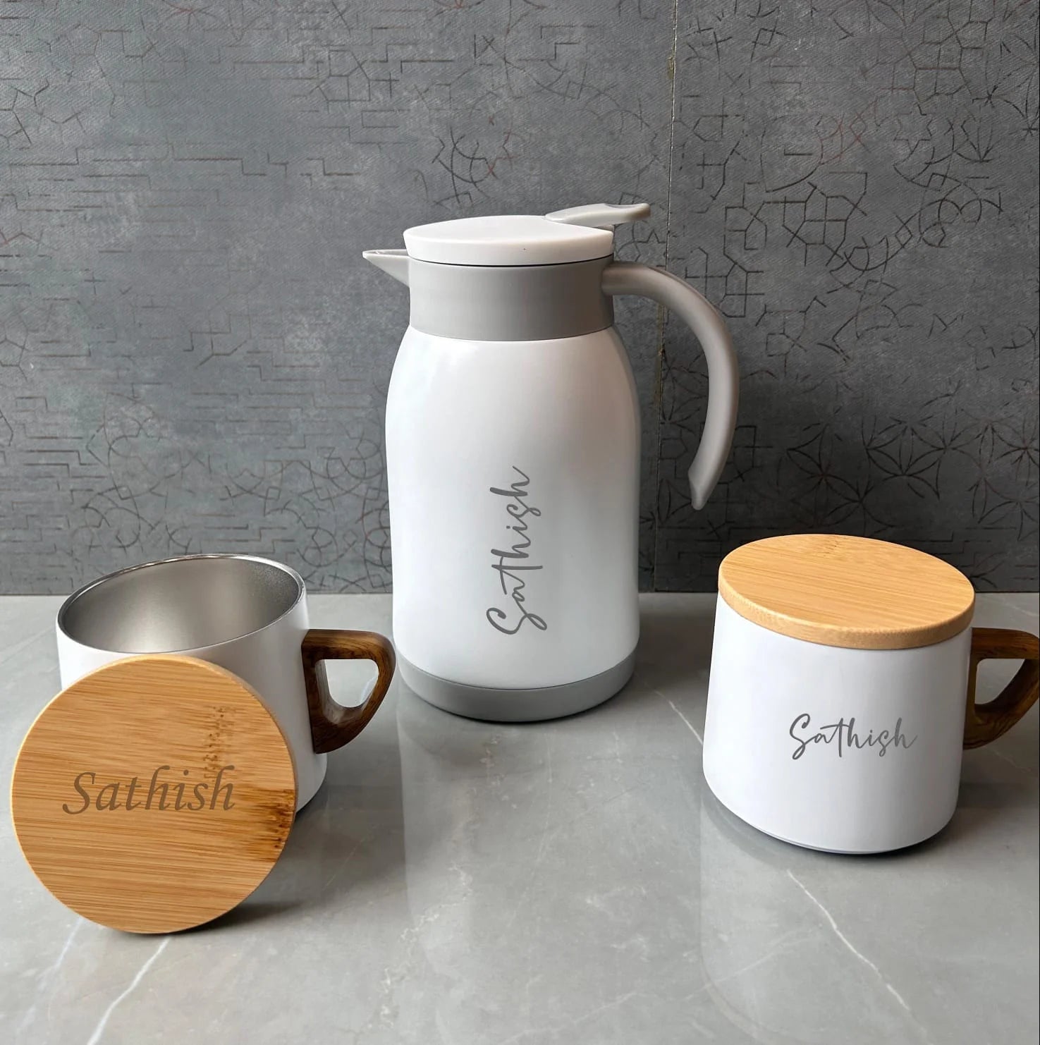 Diwali Special: Personalized Kettle & Mug Set (Stainless Steel) | Zestpics
