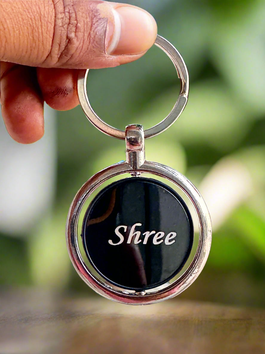Buy Personalised Rotating Name Keychain – Custom Black Metal | Zestpics